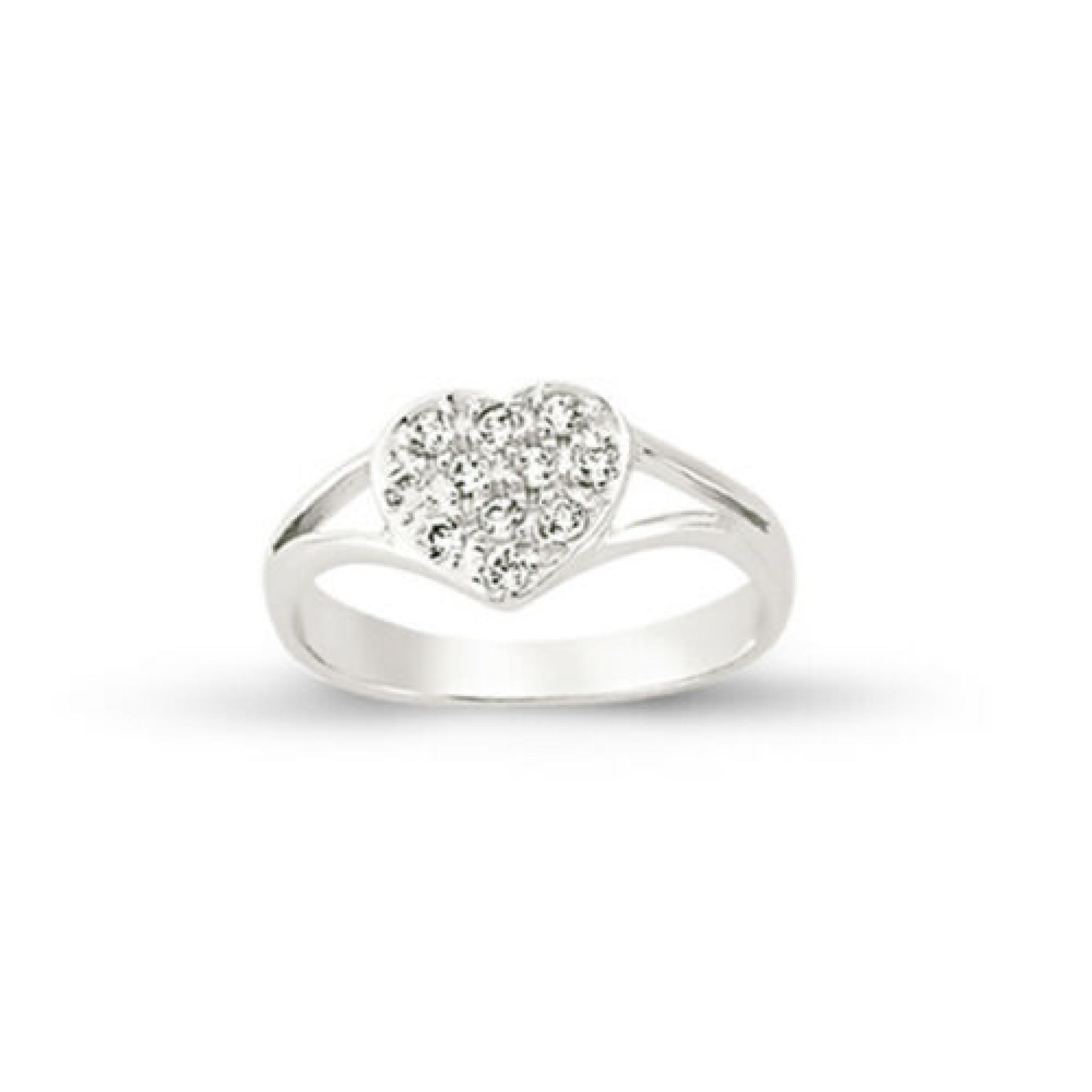 9ct White Gold Pave Heart Shape Signet Kids Ring | Chain Reaction Jewellers