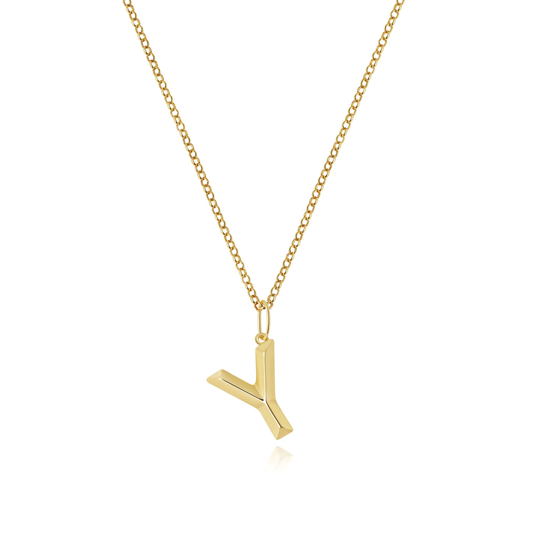 9ct Gold Initial Y Pendant | Chain Reaction Jewellers
