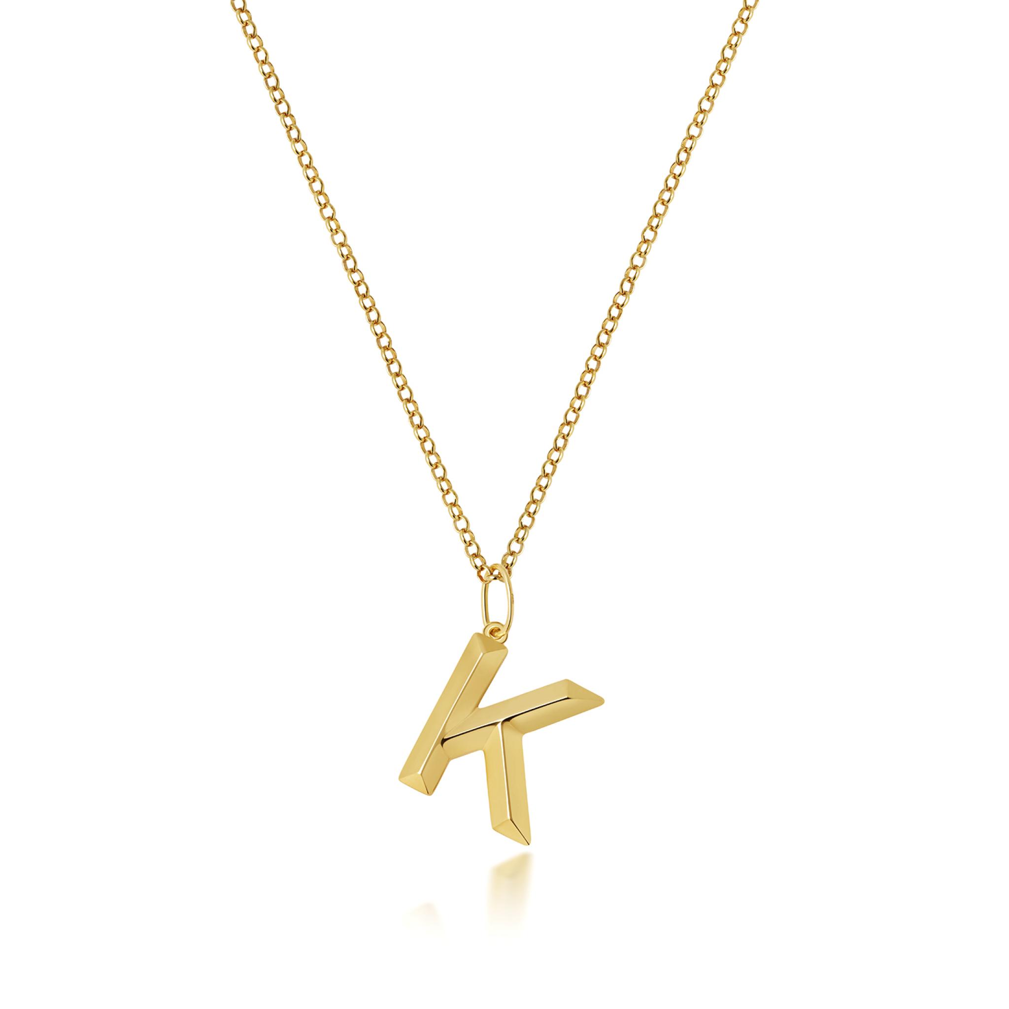 9ct Gold Initial K Pendant | Chain Reaction Jewellers